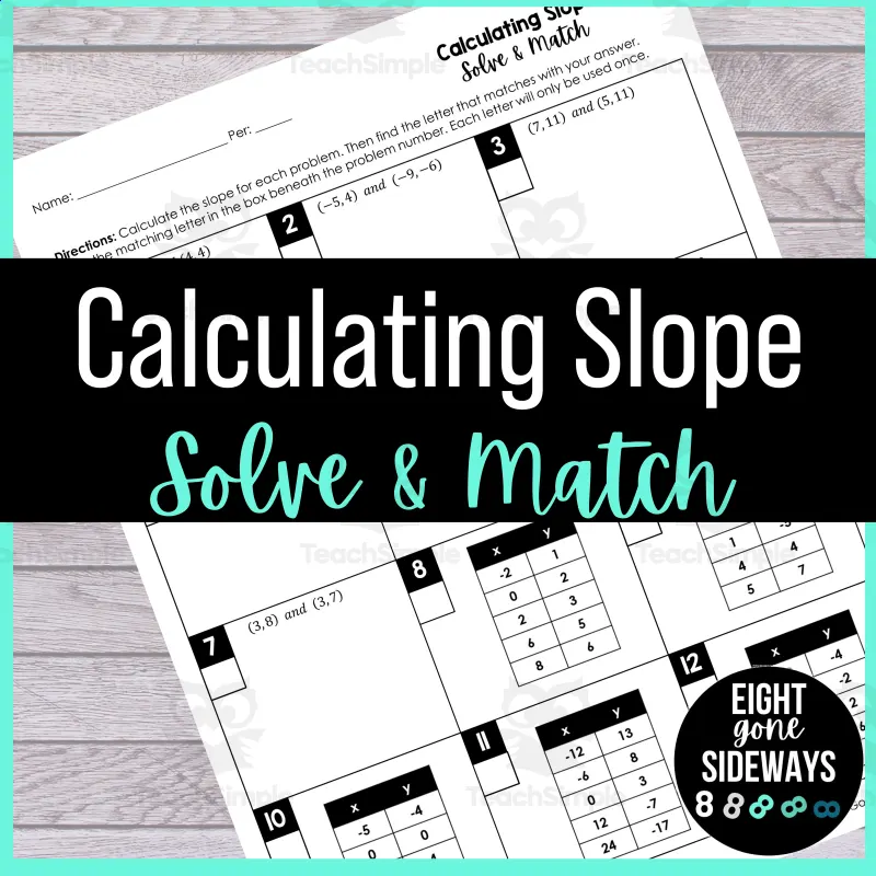 Calculating Slope - Solve + Match Worksheet by Teach Simple