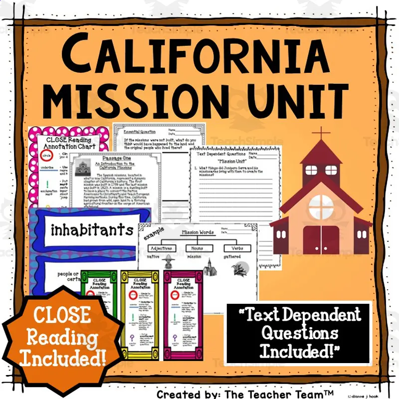 California Mission Unit by Teach Simple