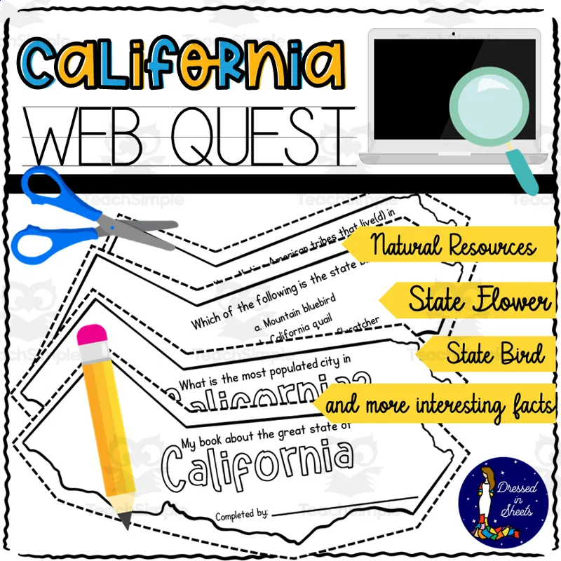 California WebQuest Printable Book by Teach Simple