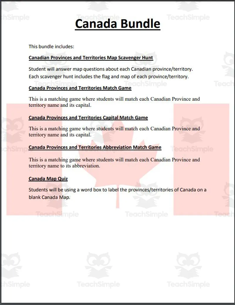 Canada Bundle by Teach Simple