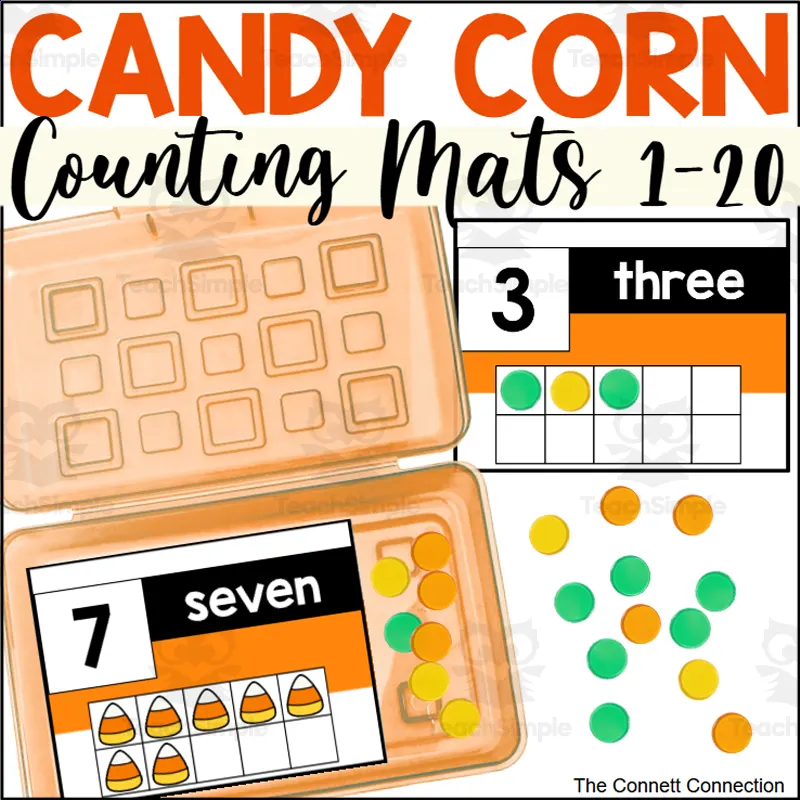 Candy Corn Counting Cards 1-20 by Teach Simple
