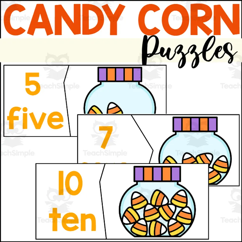 Candy Corn Counting to 10 Puzzles by Teach Simple