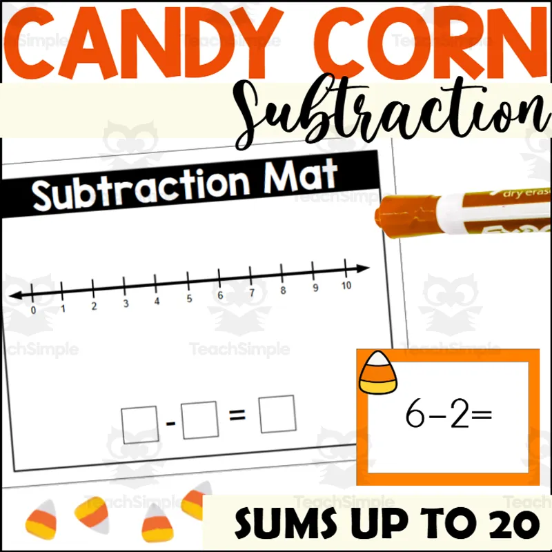Candy Corn Subtraction Activity by Teach Simple