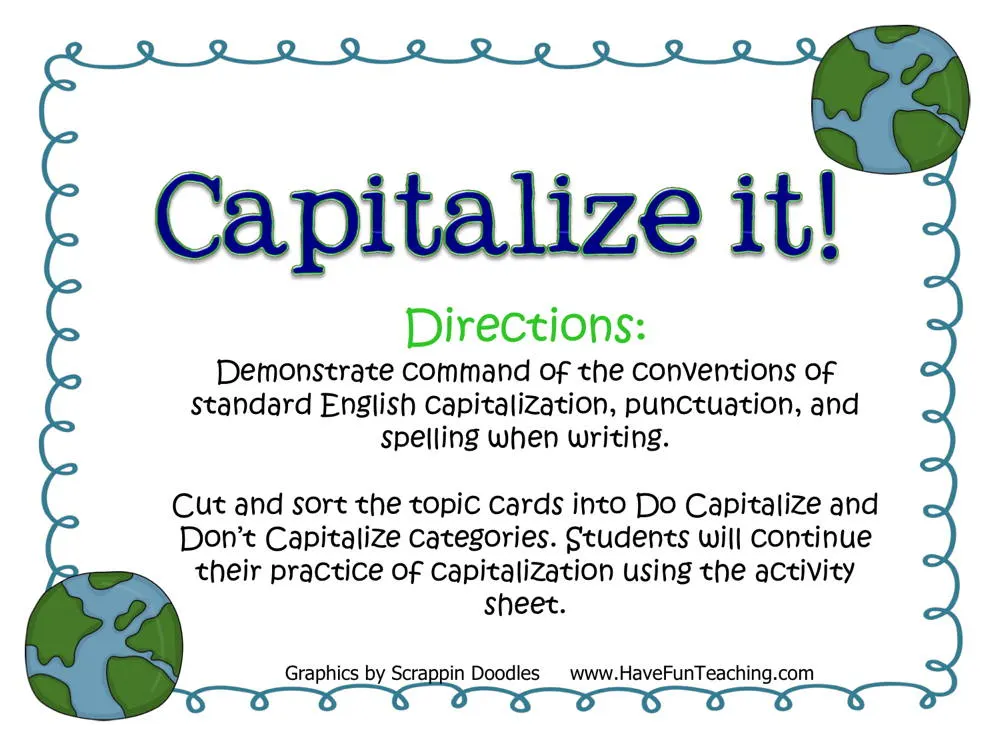 Capitalize It Activity by Teach Simple