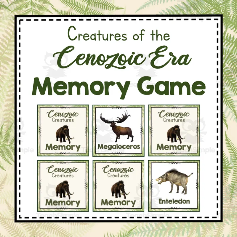 Cenozoic Creatures Memory Game by Teach Simple