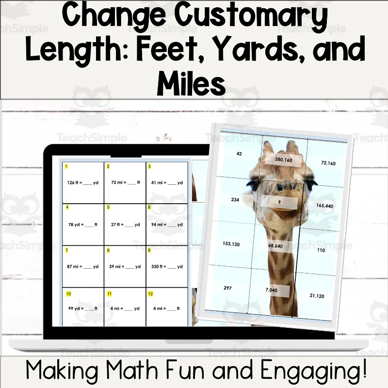 Change - Convert - Customary Length: Miles, Yards, & Feet Digital Math ...