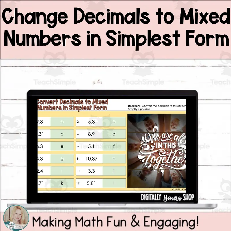 Change Decimals to Mixed Numbers Digital Self-Checking Activity by ...