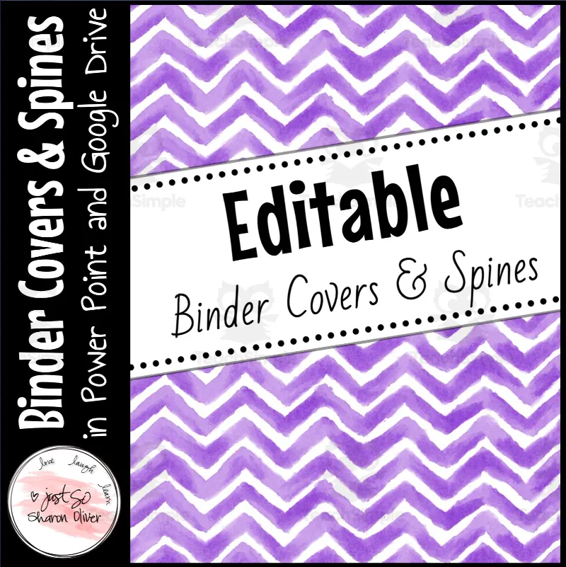 Chevron Watercolor Binder Covers and Spines in Purple by Teach Simple