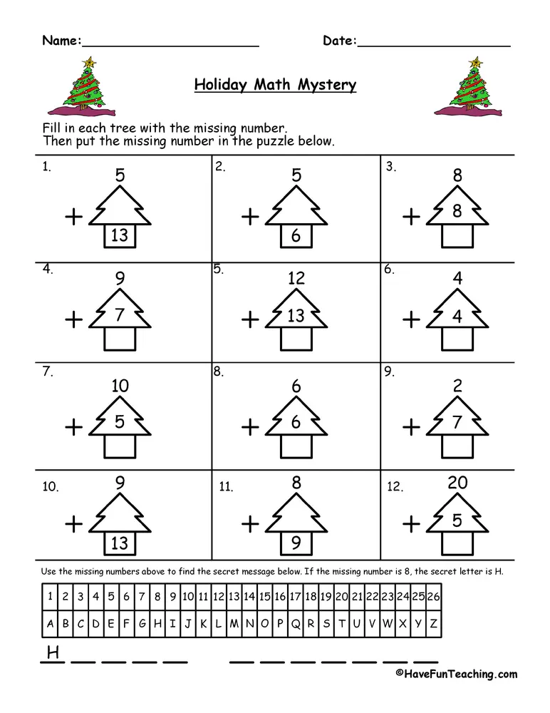 Christmas Addition Worksheet by Teach Simple