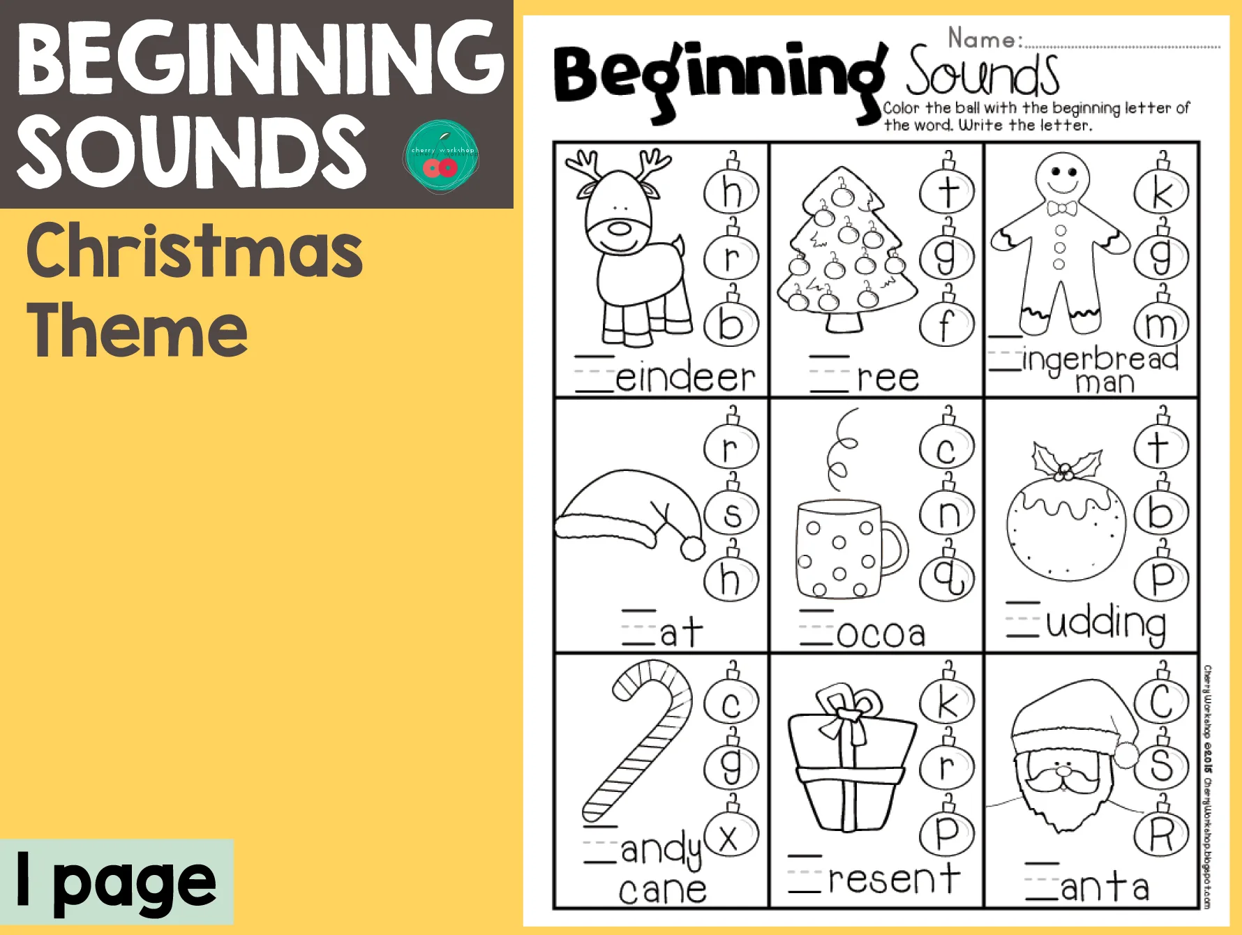 Christmas Beginning Sounds by Teach Simple