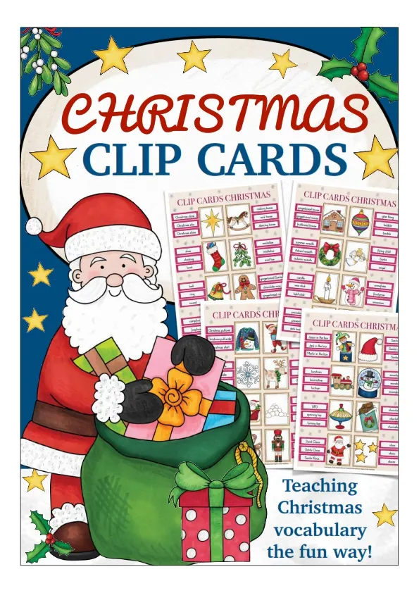 Christmas Clip Cards - Spelling & Vocabulary by Teach Simple