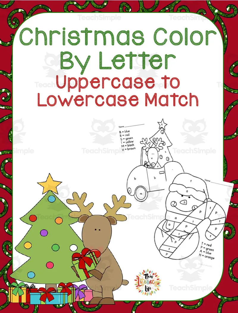 Christmas Color by Letter | Uppercase to Lowercase Match by Teach Simple