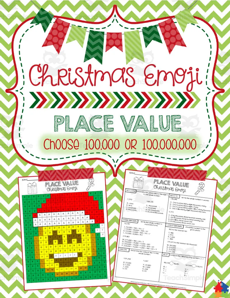 Christmas Emoji Place Value Activity by Teach Simple
