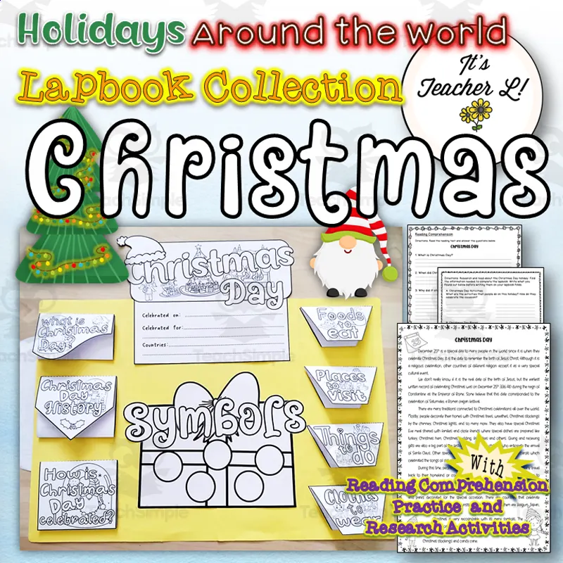 Christmas Lapbook with Reading Comprehension Activities by Teach Simple