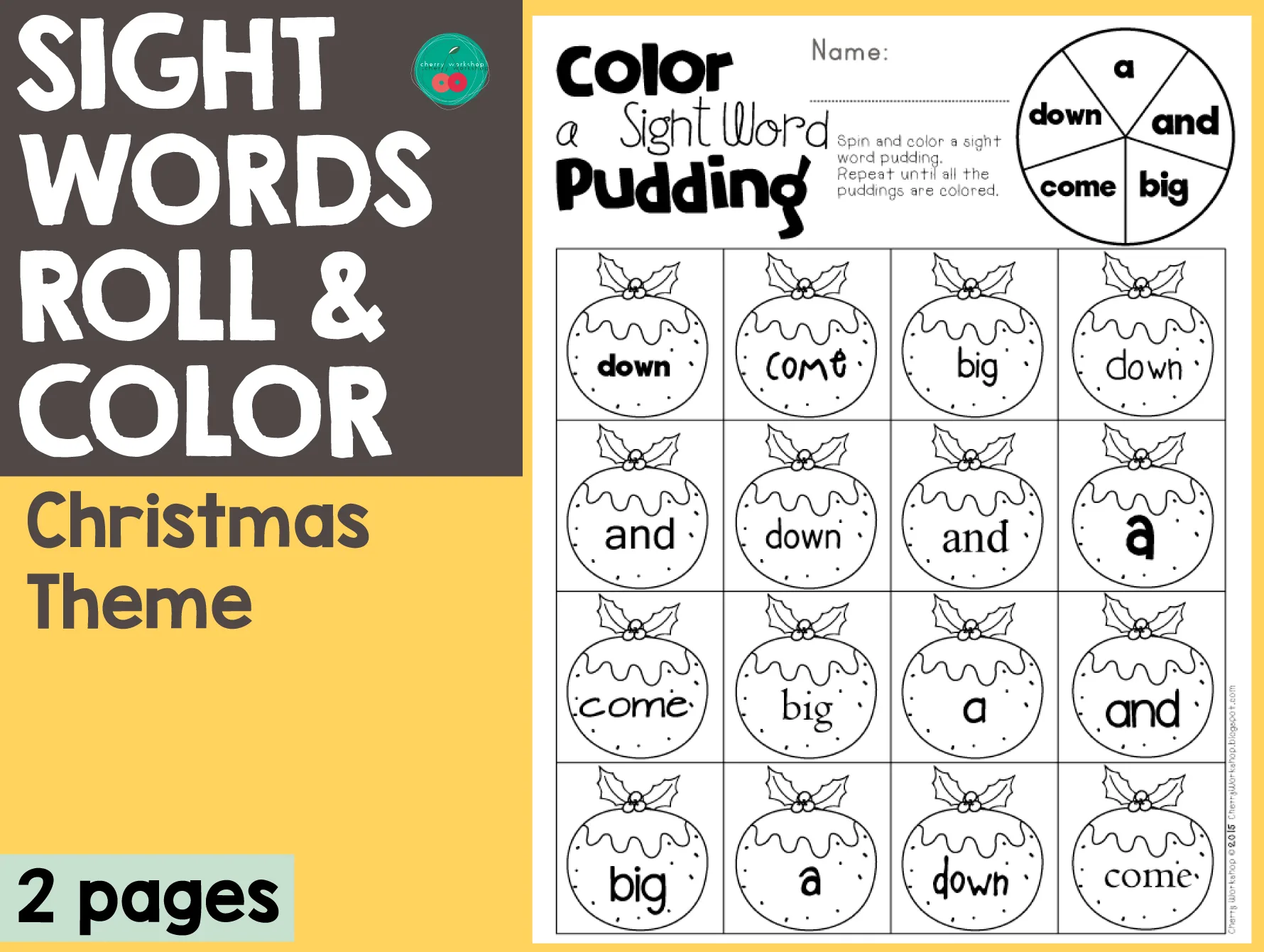 Christmas Sight Words Roll & Color by Teach Simple