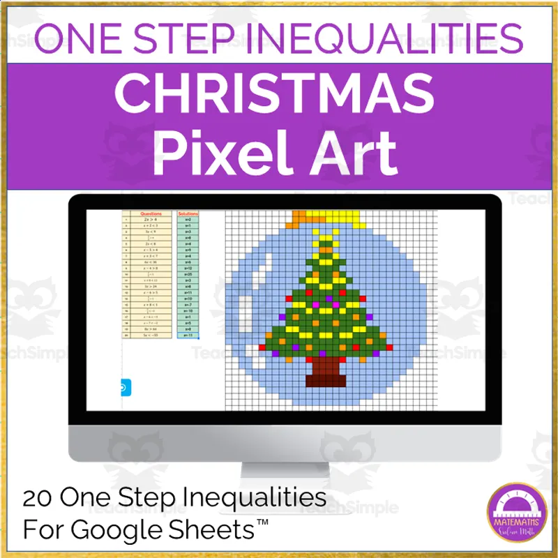 Christmas Solving One Step Inequalities | Pixel Art Activity Google ...
