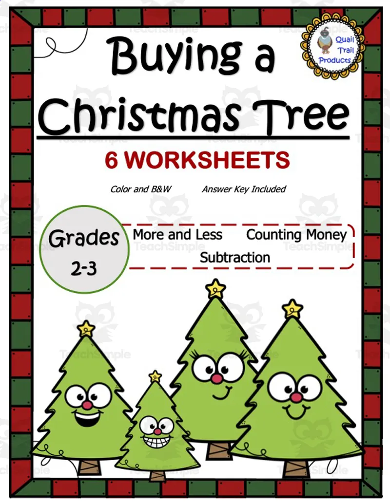 Christmas Tree Money Worksheets by Teach Simple