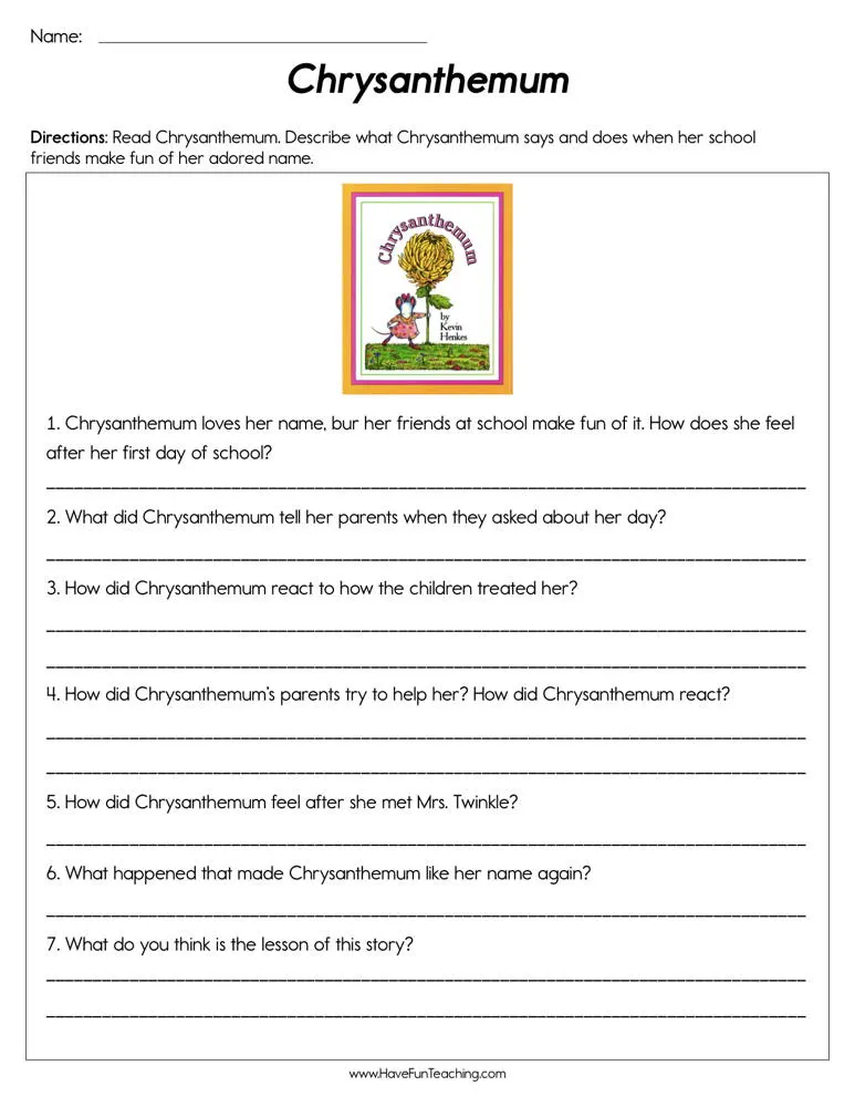 Chrysanthemum Worksheet by Teach Simple