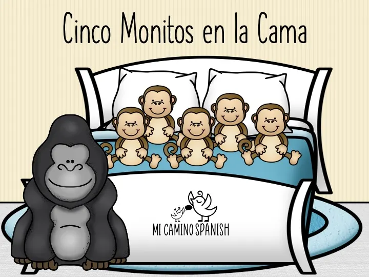 "Cinco Monitos en la Cama" Level I - Spanish Short Story by Teach Simple