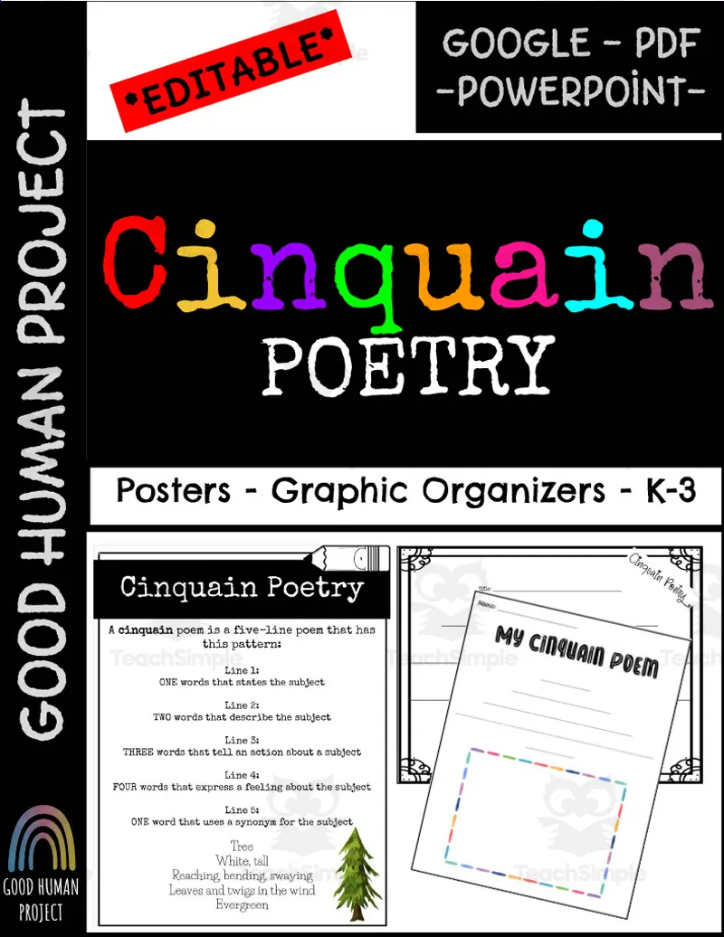Cinquain Poetry Writing | Posters & Graphic Organizers by Teach Simple
