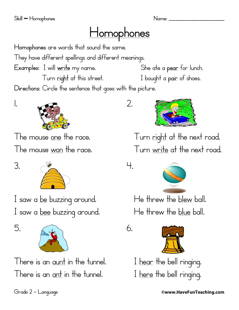 Circle the Best Homophone Worksheet by Teach Simple