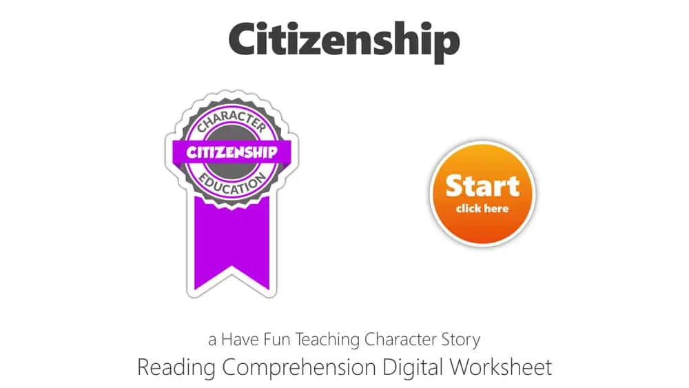 Citizenship Reading Comprehension Digital Worksheet by Teach Simple