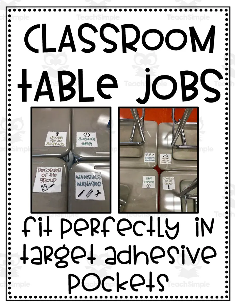Classroom Table Job Labels by Teach Simple