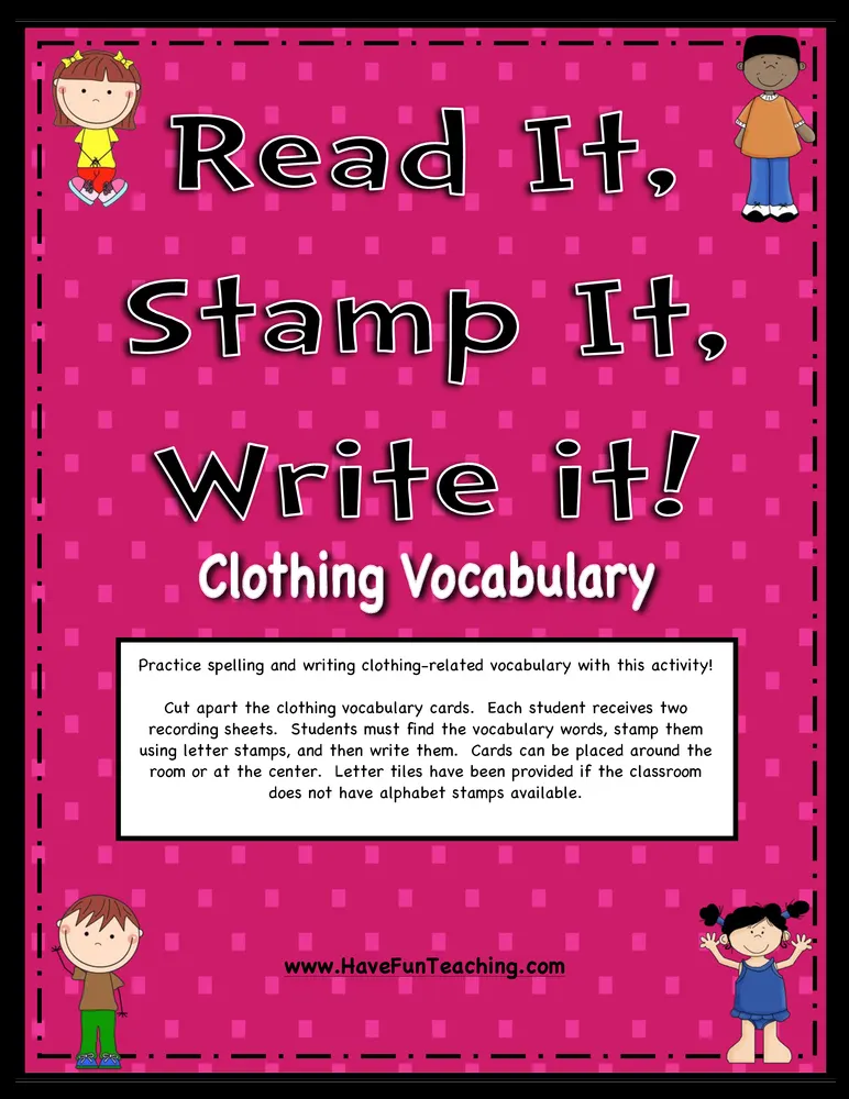 Clothing Words Activity by Teach Simple