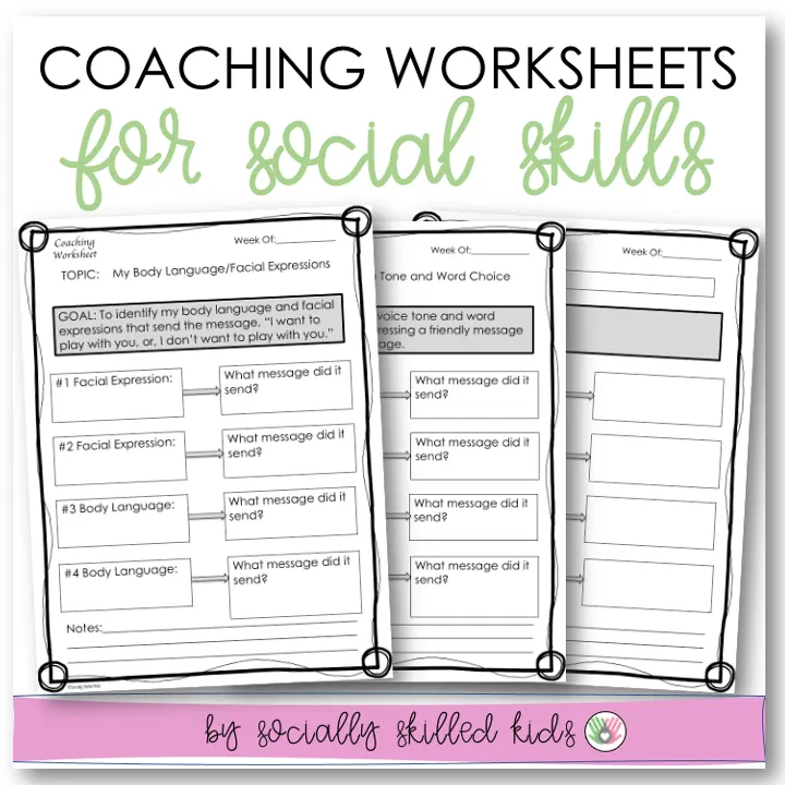 Coaching Worksheets, For Social Skills by Teach Simple