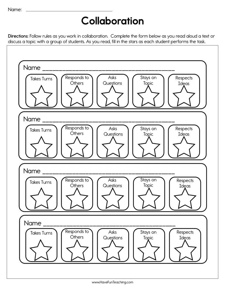 Collaboration Worksheet by Teach Simple