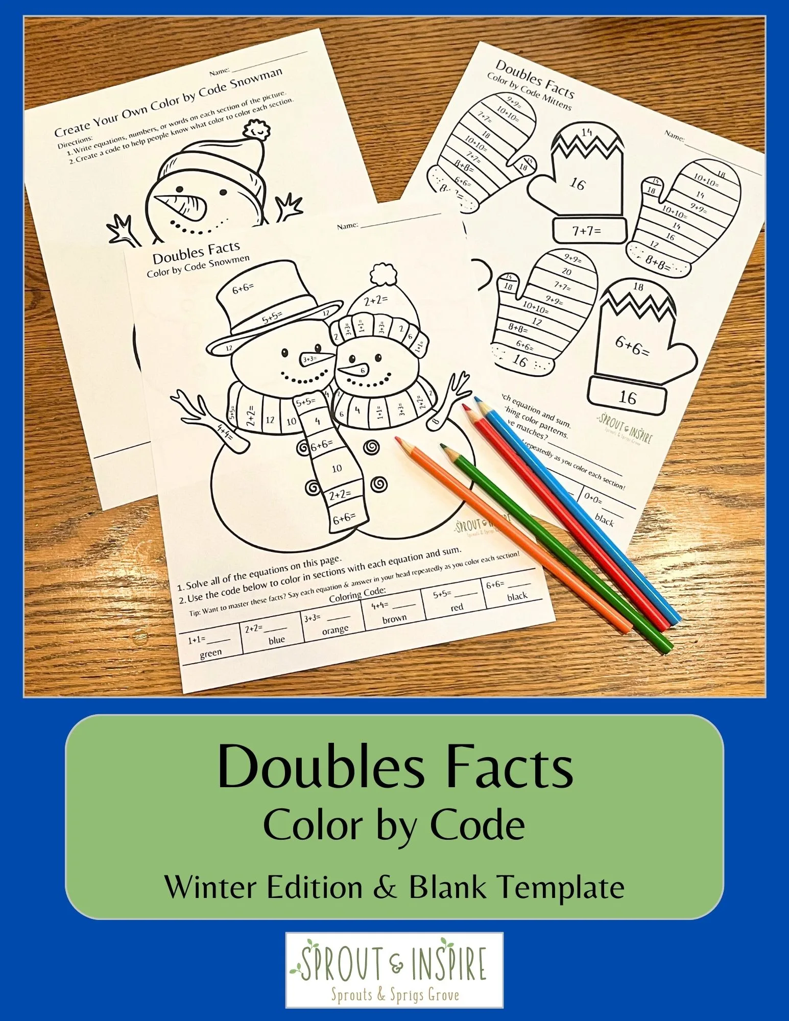 Color by Code Doubles Facts: Winter Edition by Teach Simple