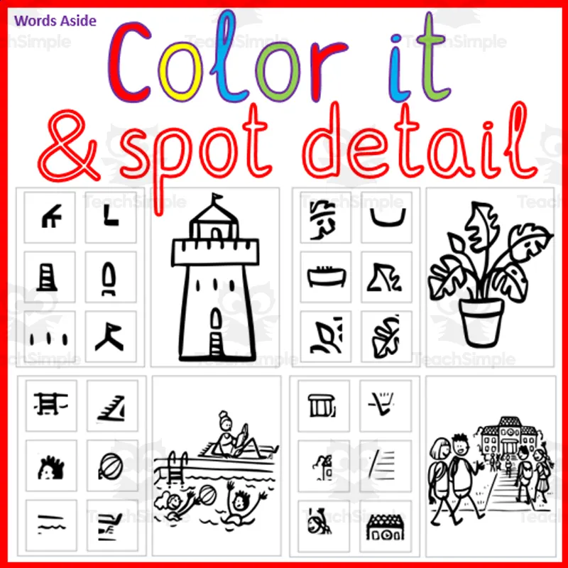Color it Spot Detail Worksheets by Teach Simple