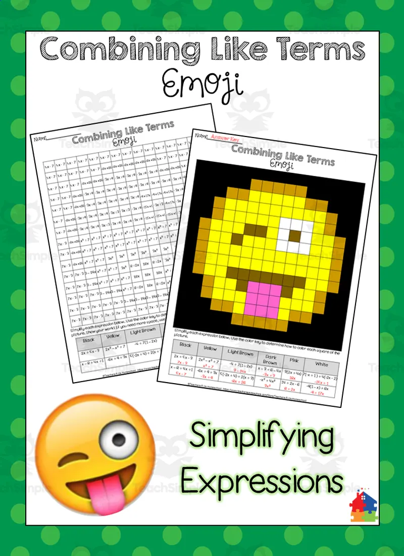 Combining Like Terms Emoji by Teach Simple