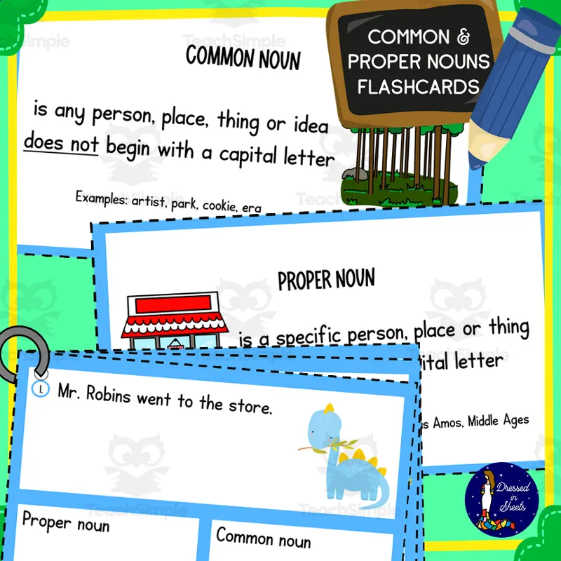 Common and Proper Nouns Flashcards by Teach Simple