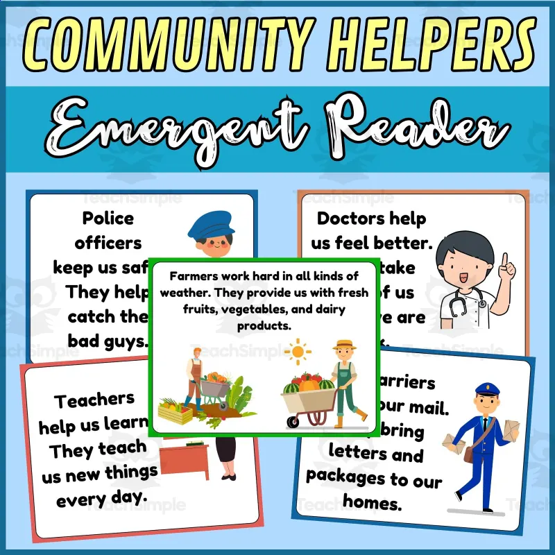 Community Helpers Emergent Reader Book: Farmer, Police Officer & More ...