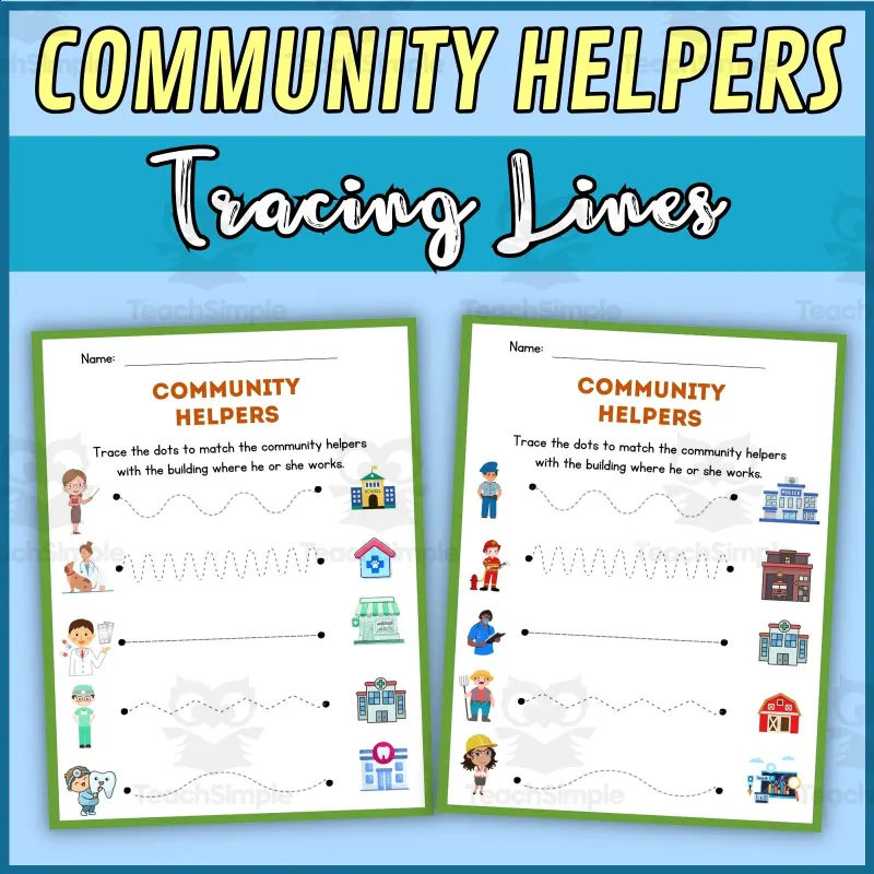Community Helpers Tracing Lines Practice Fine Motor Skills Preschool by ...