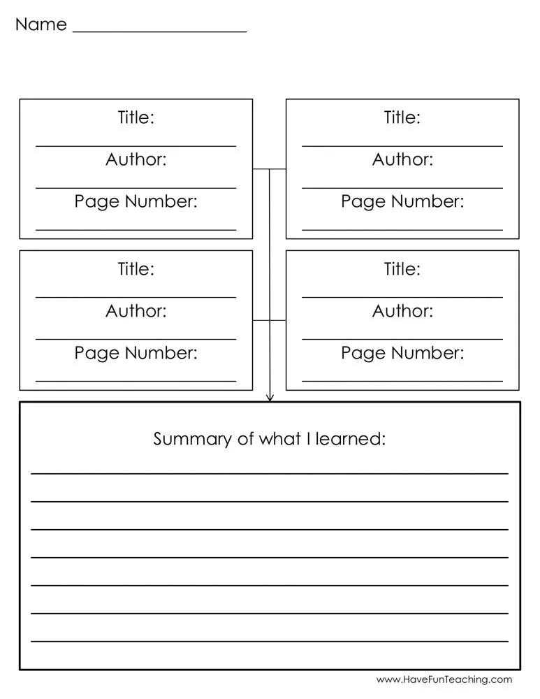 Comparing Four Texts Graphic Organizer Worksheet by Teach Simple