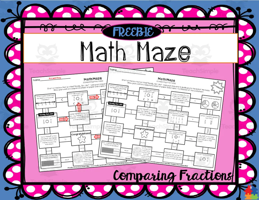 Comparing Fractions Math Maze by Teach Simple
