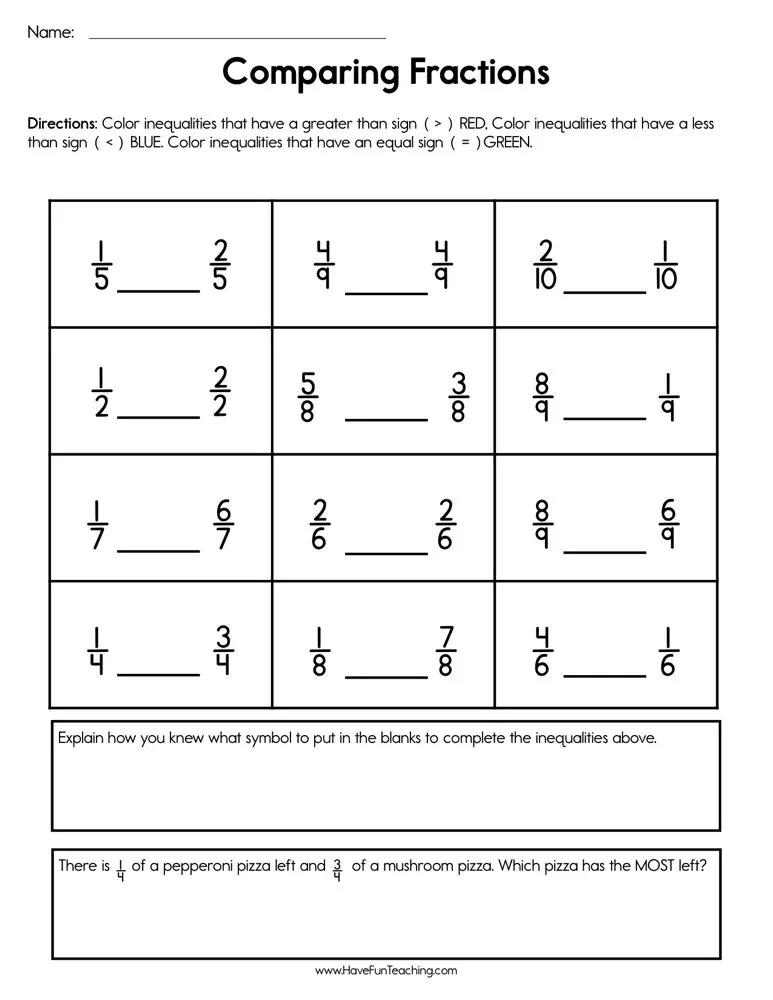 Comparing Fractions Worksheet by Teach Simple Comparing Fractions Worksheet by Teach Simple