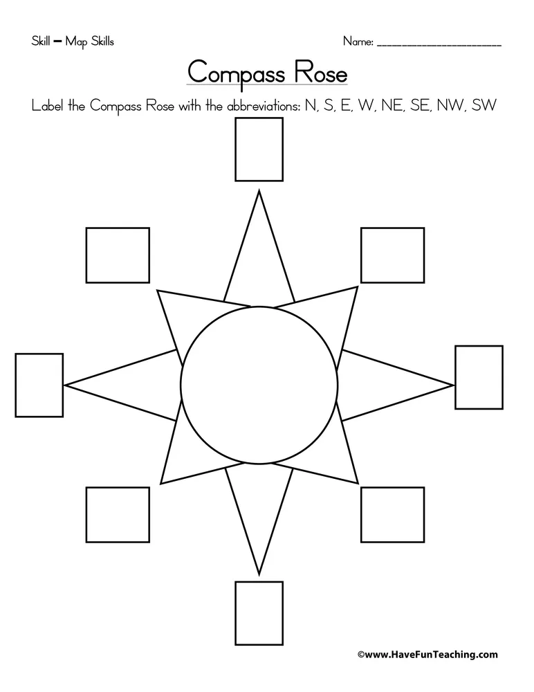 Compass Rose Worksheet by Teach Simple