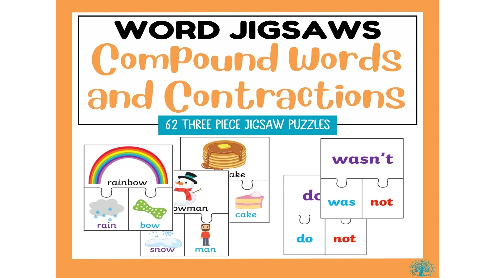 Compound and Contraction Word Jigsaws by Teach Simple