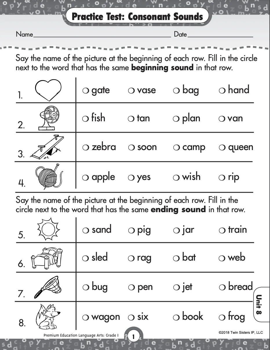 Comprehensive Language Arts Skills Practice Test For Grade 1 by Teach ...