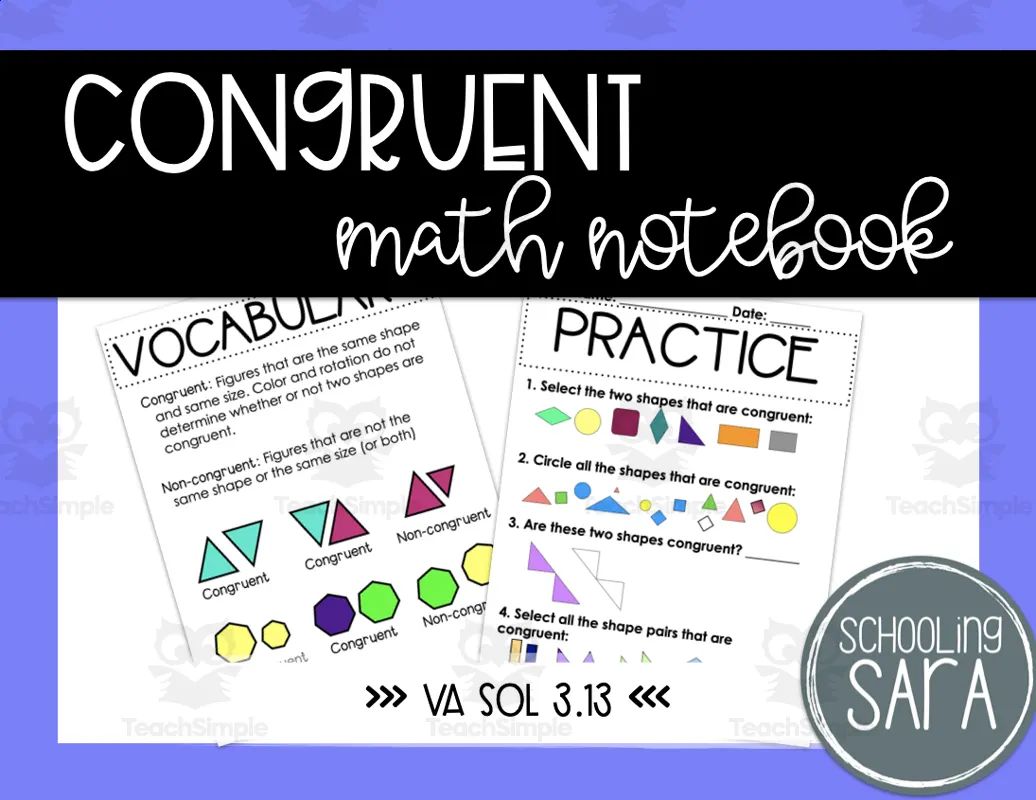 Congruent and Non-Congruent Math Interactive Notebook by Teach Simple