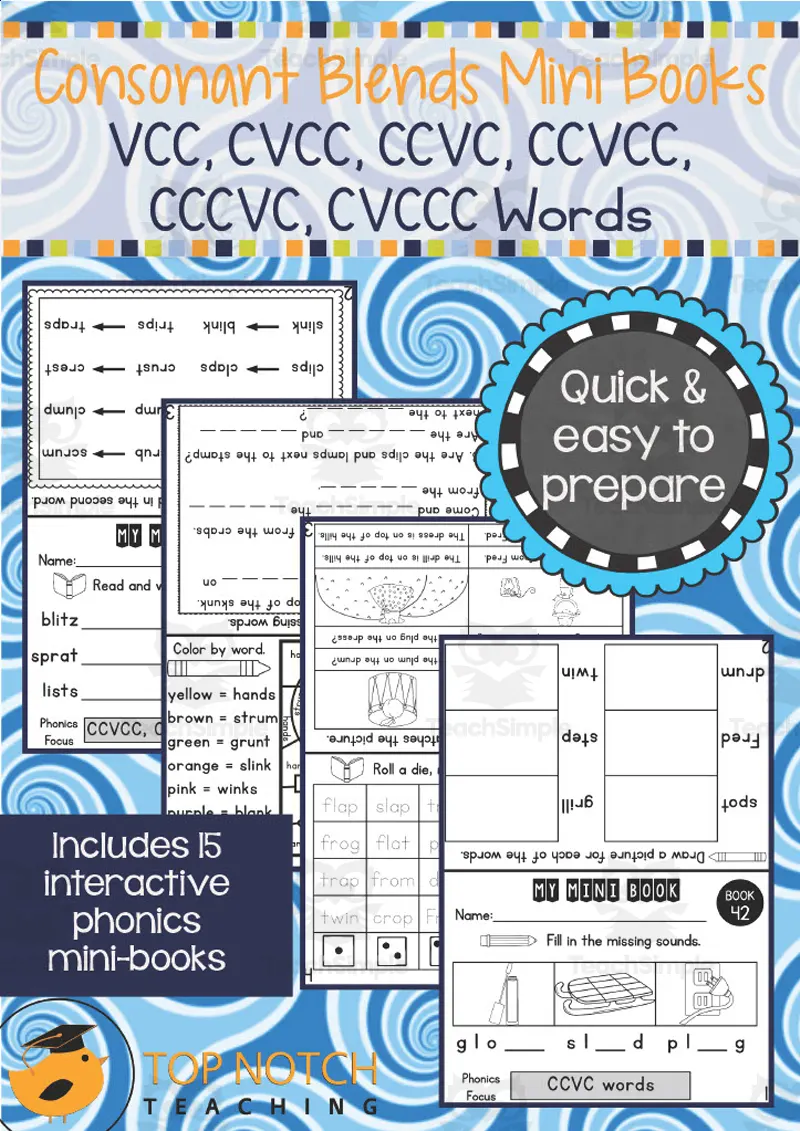 Consonant Blends Mini Books by Teach Simple