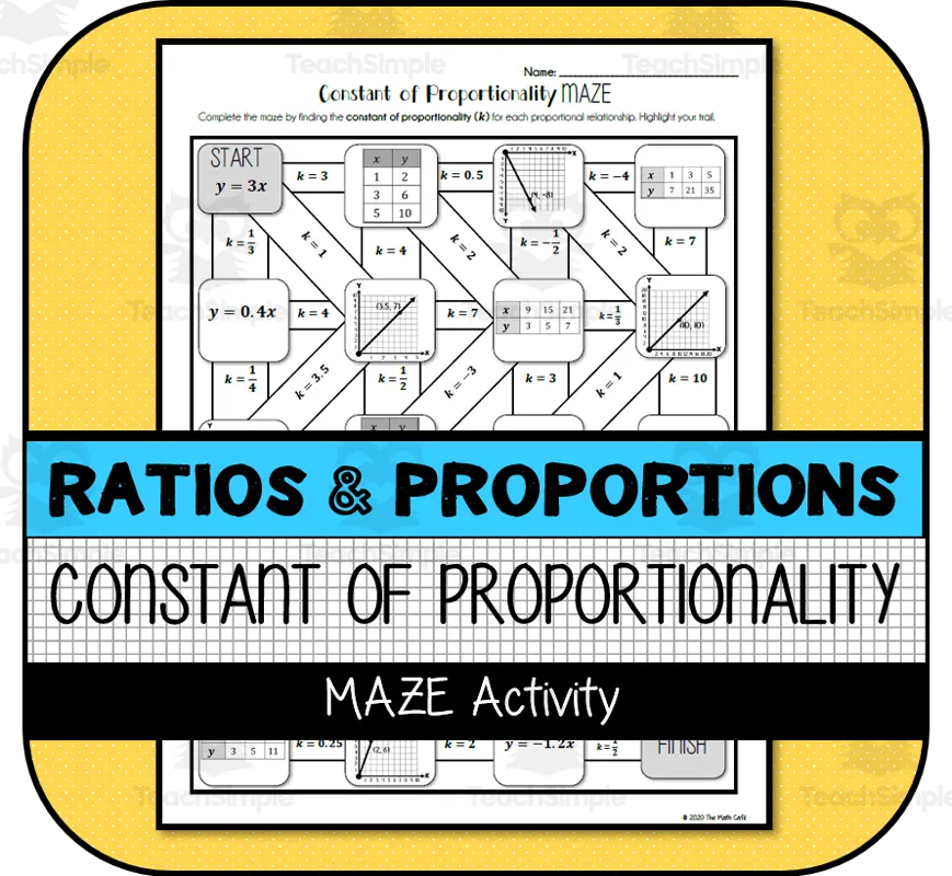 Constant of Proportionality MAZE by Teach Simple