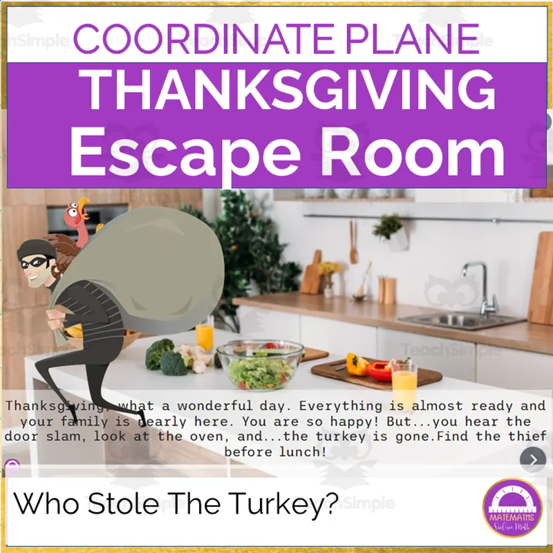 Coordinate Plane Escape Room Thanksgiving Activity | The Missing Turkey ...