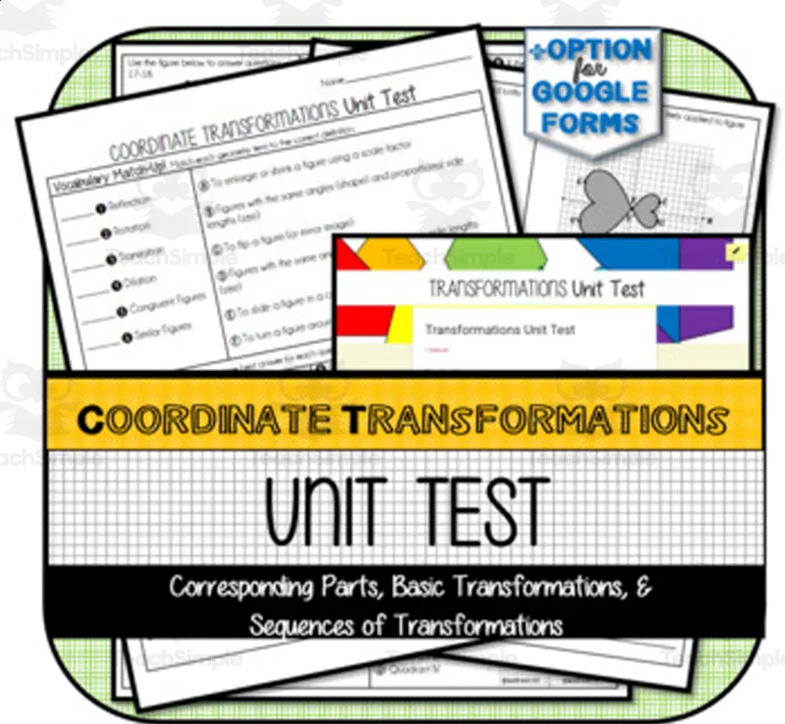 Coordinate Transformations: UNIT TEST by Teach Simple