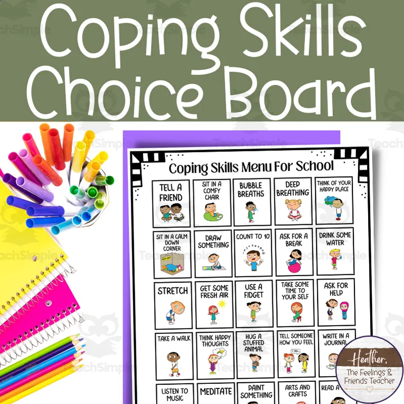 Coping Skills Menu & Chart For Students-- Behavior Management Tool by ...