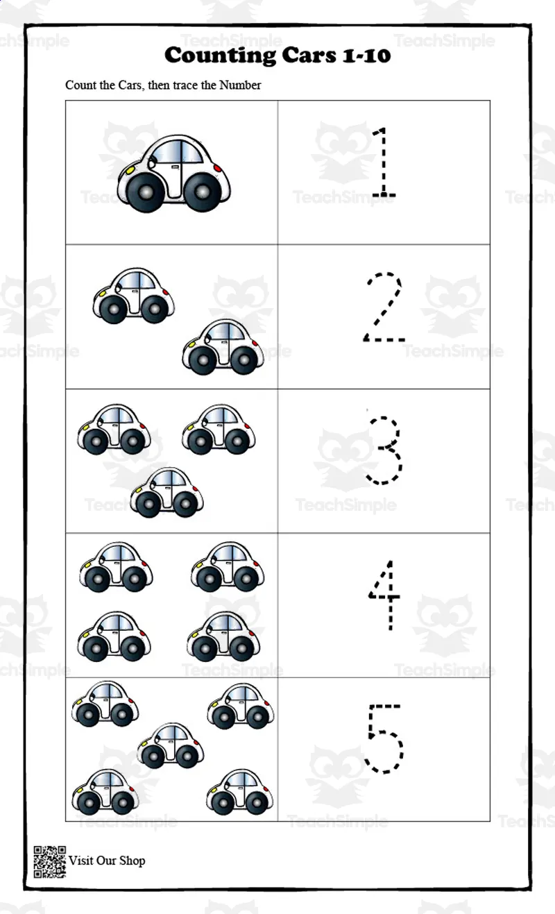 Counting Cars 1-10 Printable by Teach Simple