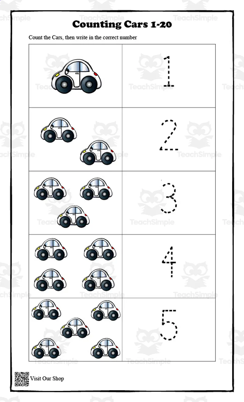 Counting Cars 1-20 Printable by Teach Simple